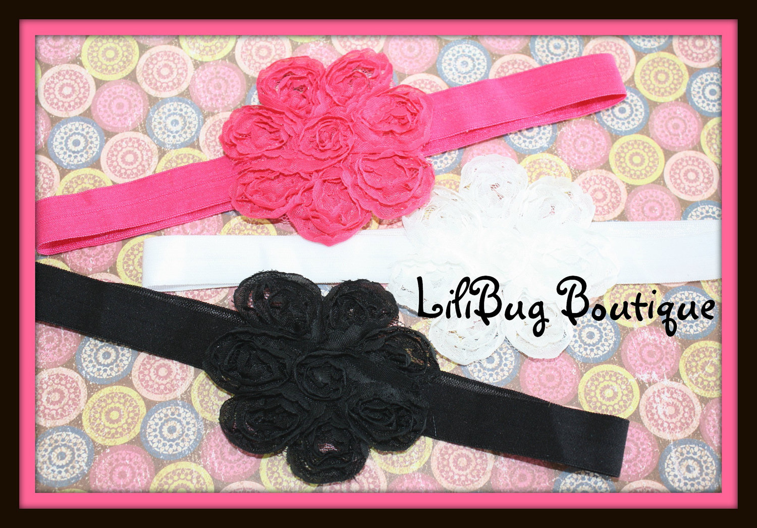 Lilibug YOU CHOOSE the Color Chiffon Rosette Flower Elastic - Etsy