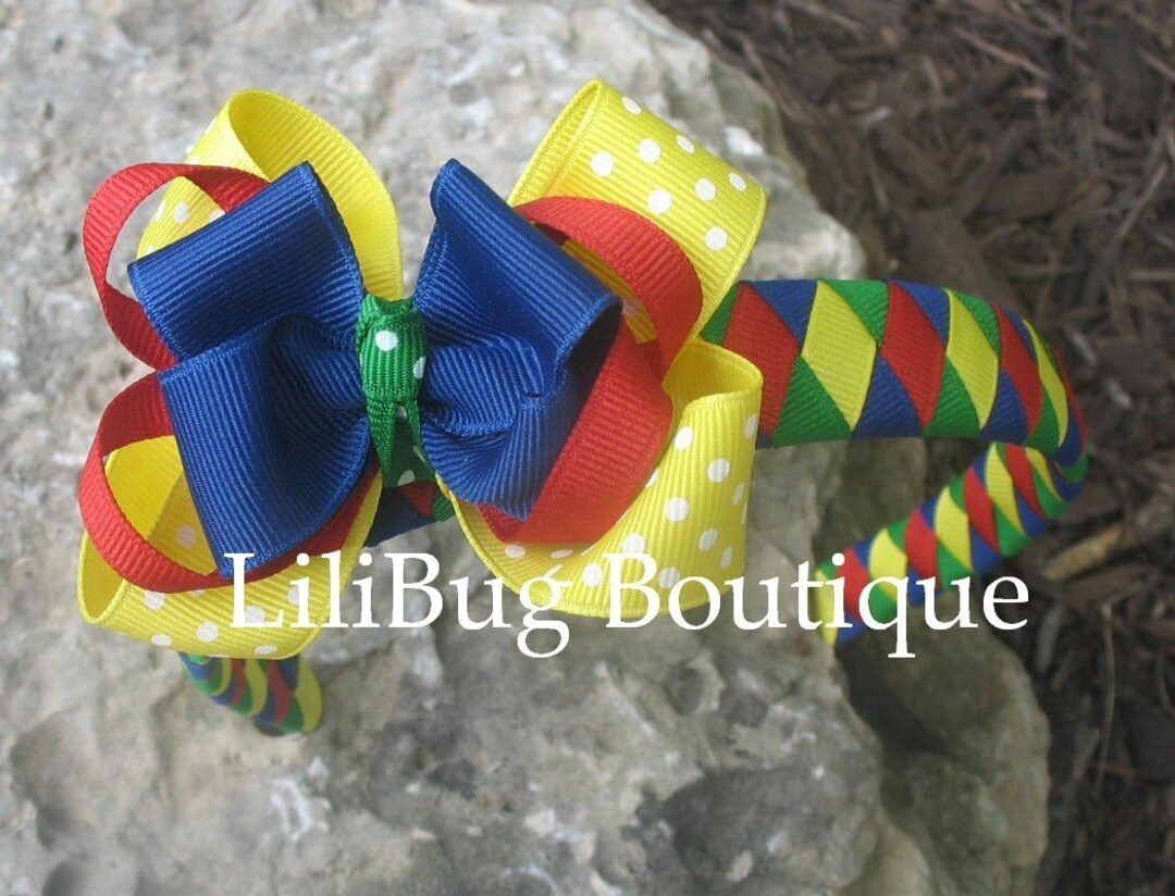 Lilibug Back to School Woven Headband and Hairbow Set - Etsy