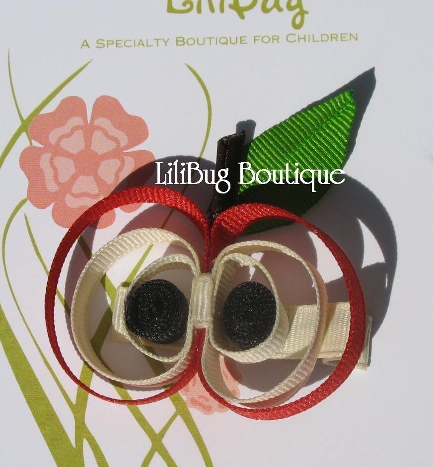 Lilibug Back to School Red Apple Hair Clip - Etsy