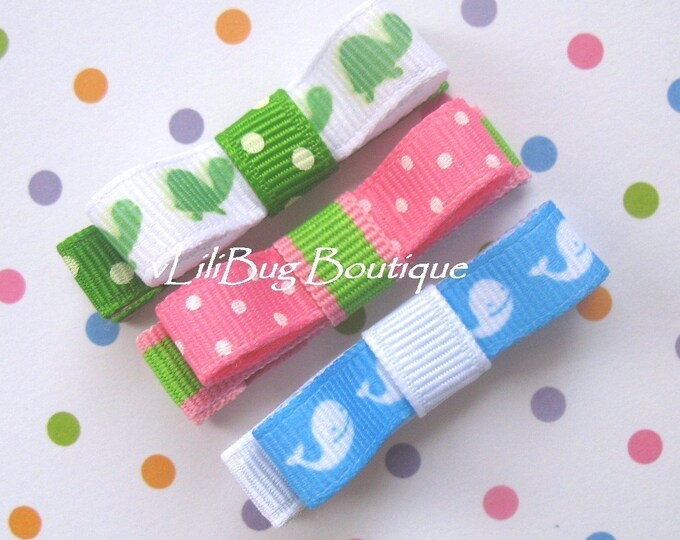 Lilibug Turtles and Whales OH MY Hair Clip Set - Etsy