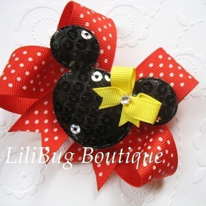 Lilibug Minnie Mouse Hairbow With Swarvoski Crystal - Etsy
