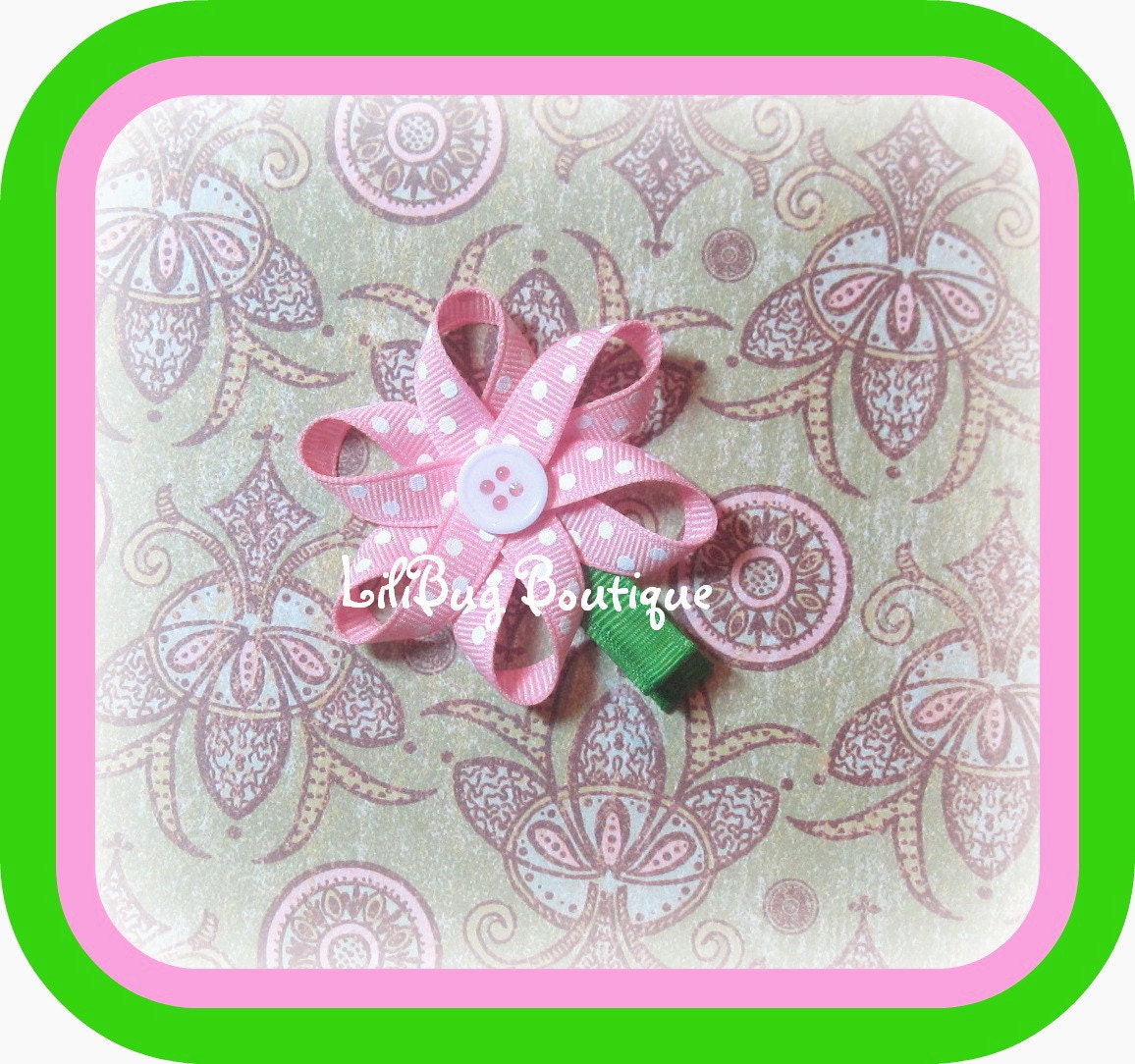 Lilibug Pink Polka Dot Flower Hair Clippie - Etsy