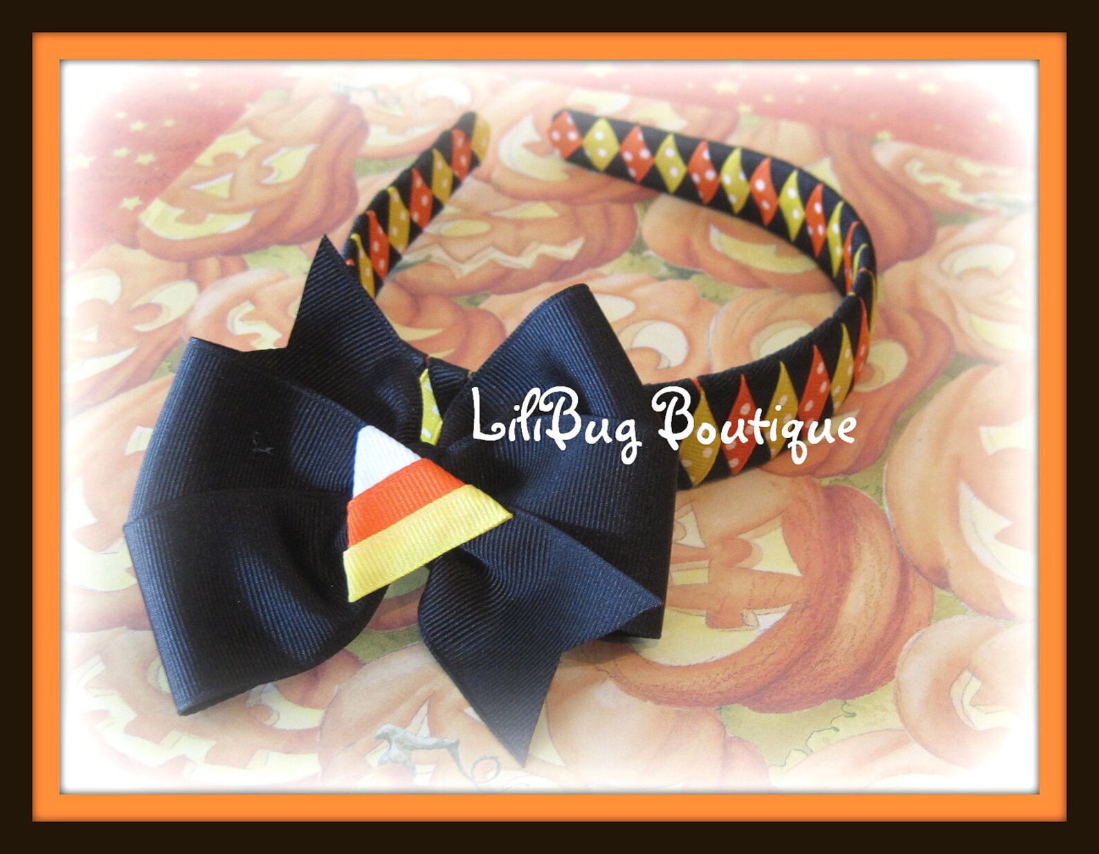 LiliBug Fall Candy Corn Woven Headband and Hair Bow Set | Etsy