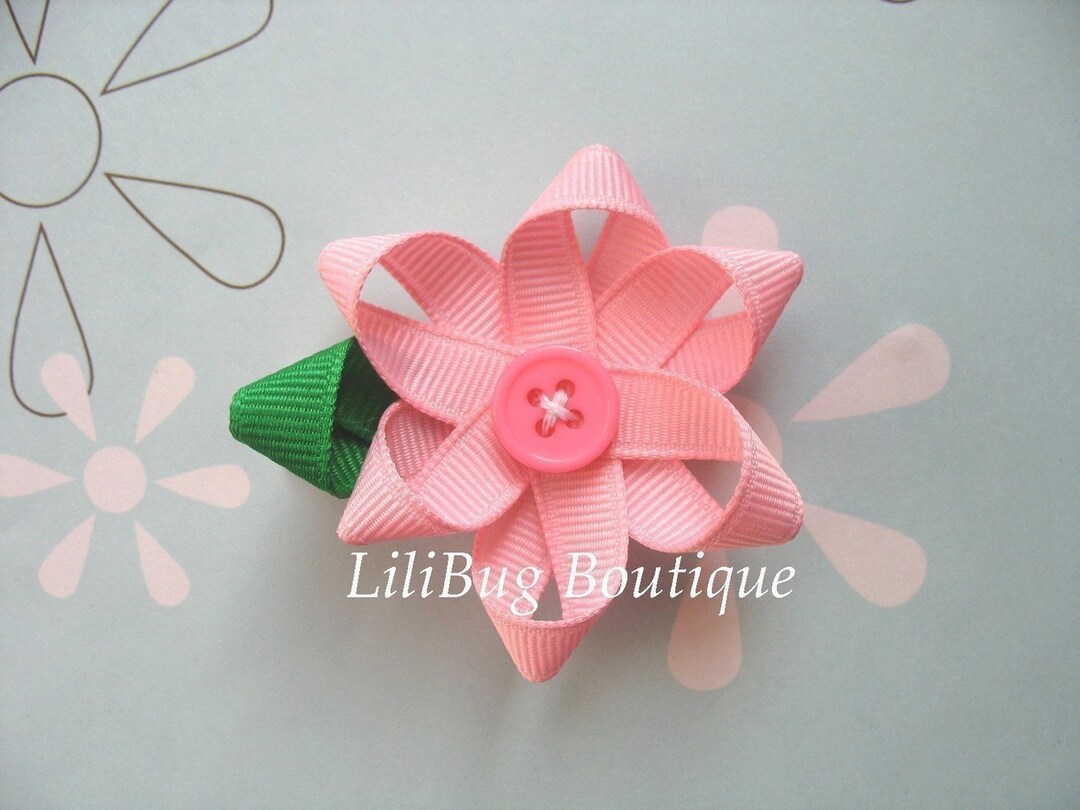 Lilibug Pink Flower Hair Bow - Etsy