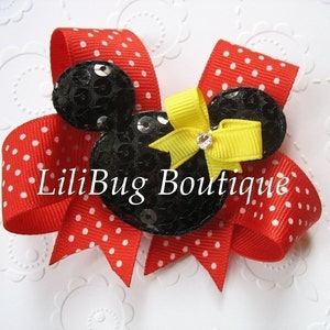 Lilibug Minnie Mouse Hairbow With Swarvoski Crystal - Etsy