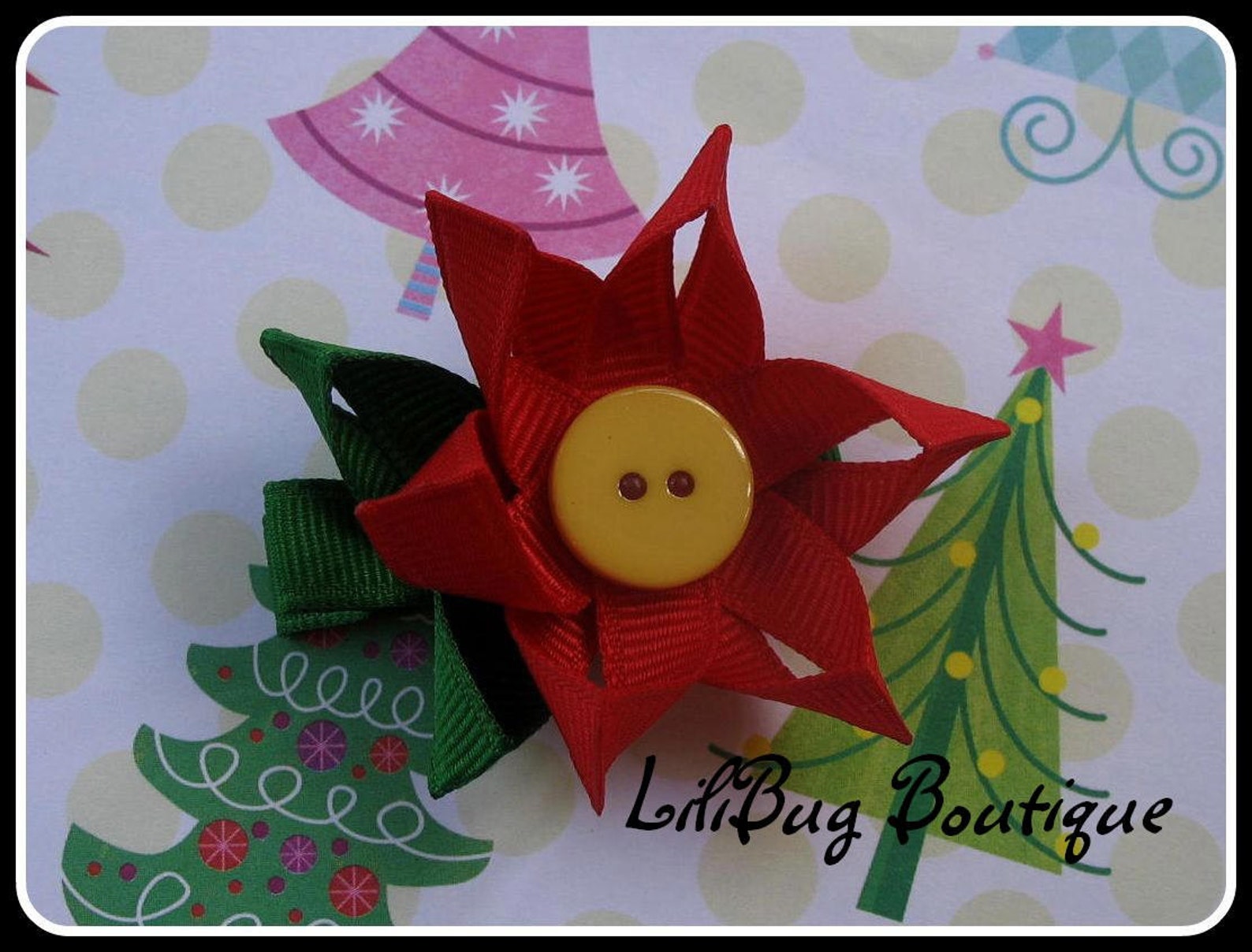 Lilibug Holiday Poinsettia Flower Hair Clip - YOU PICK Large or Small ...