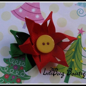 Lilibug Holiday Poinsettia Flower Hair Clip - YOU PICK Large or Small ...