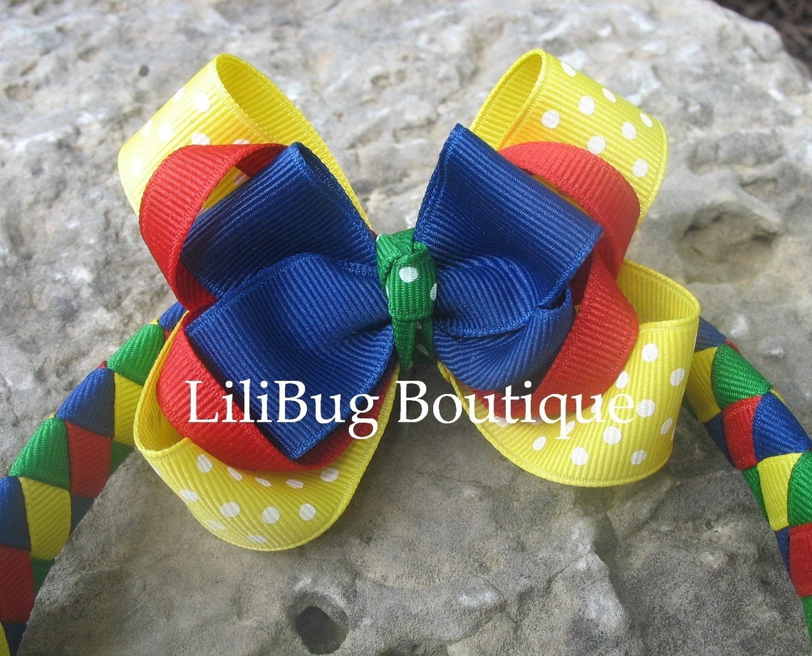 Lilibug Back to School Woven Headband and Hairbow Set - Etsy