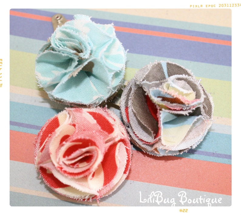Lilibug Frayed Shabby Chic Lotus Layered Fabric Flower Clip - AMY ...