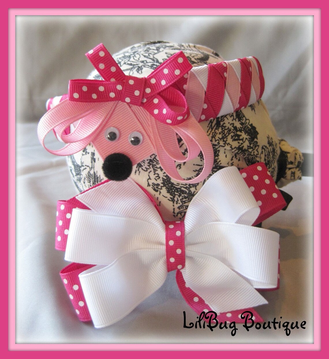 Lilibug Pink Puppy 3-in-1 Woven Headband and Hairbow Set - Etsy