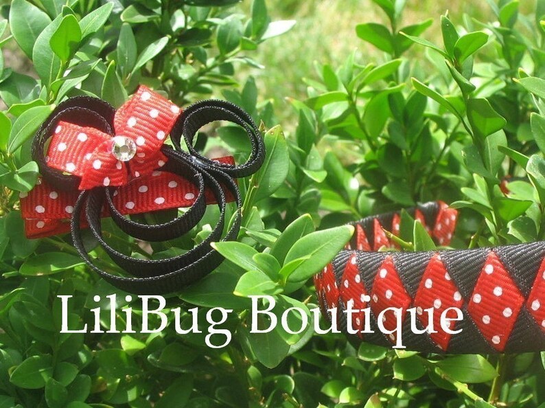 Lilibug Minnie Mouse Woven Headband and Clip Set - Etsy