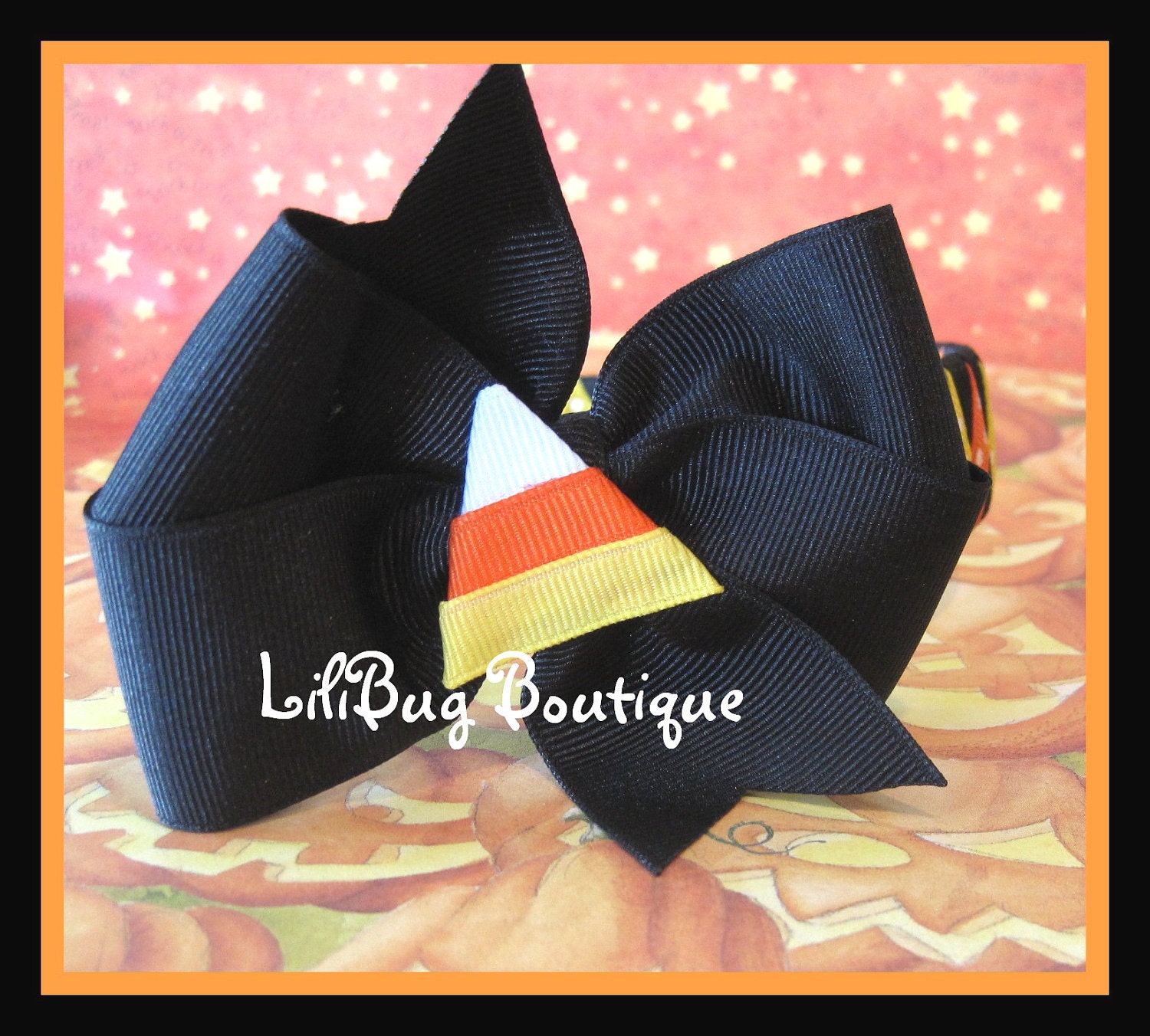 LiliBug Fall Candy Corn Woven Headband and Hair Bow Set | Etsy