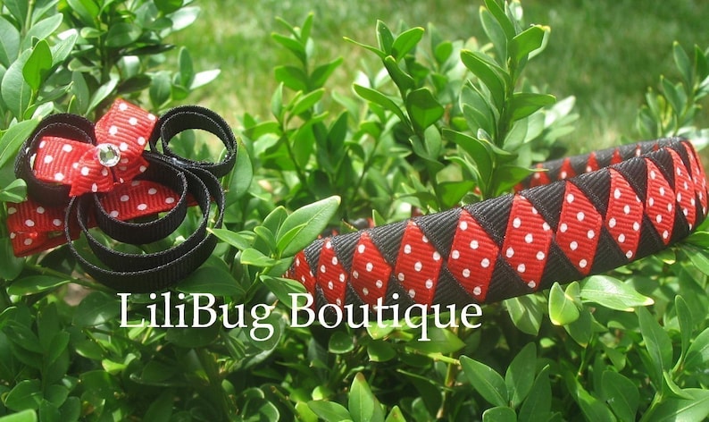 Lilibug Minnie Mouse Woven Headband and Clip Set - Etsy