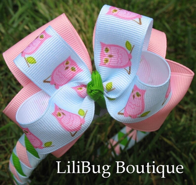 Lilibug Hoot Owl Woven Headband and Hairbow Set - Etsy