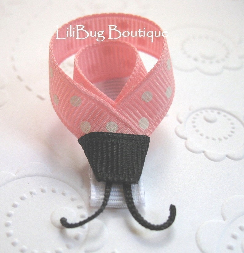 LiliBug Pink Polka Dot LADYBUG Hair Clippie Set | Etsy