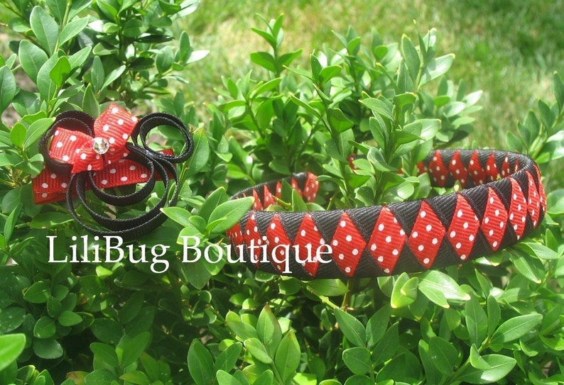 Lilibug Minnie Mouse Woven Headband and Clip Set - Etsy