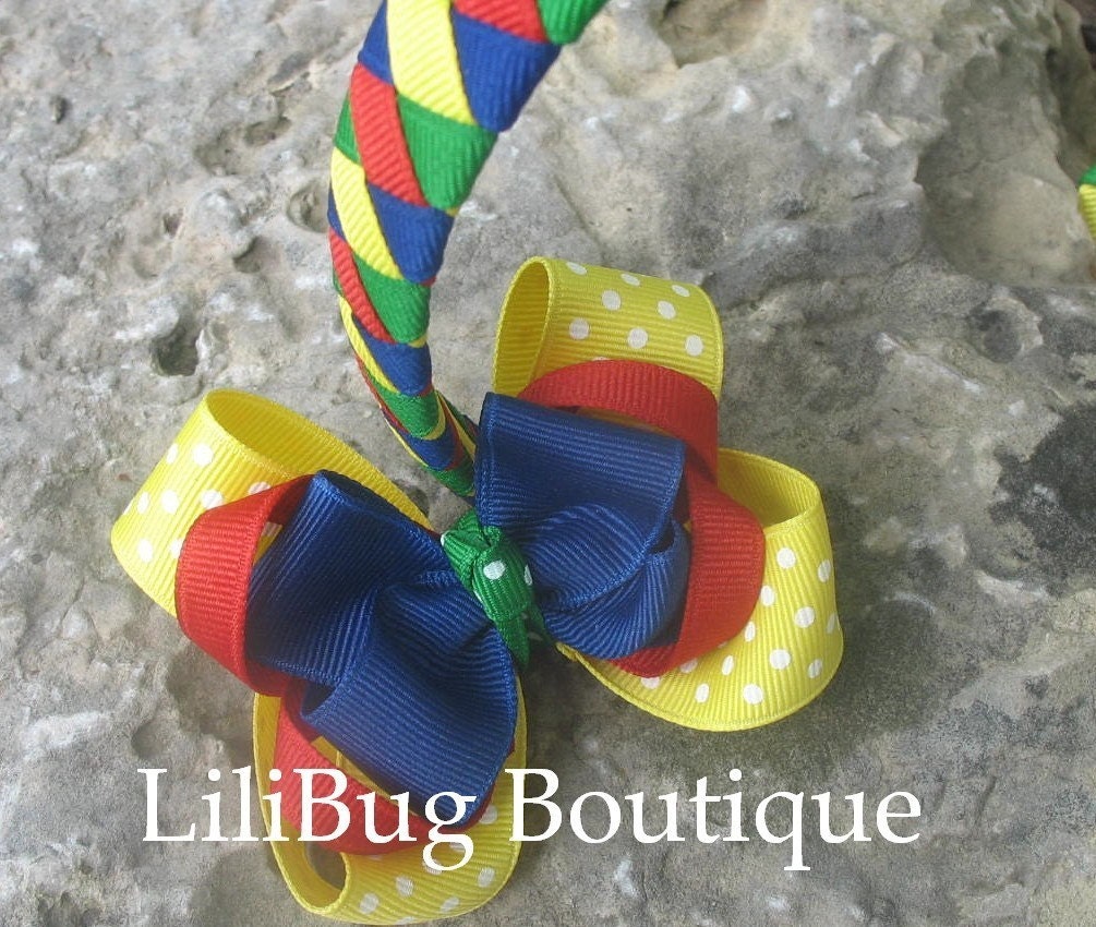 Lilibug Back to School Woven Headband and Hairbow Set - Etsy