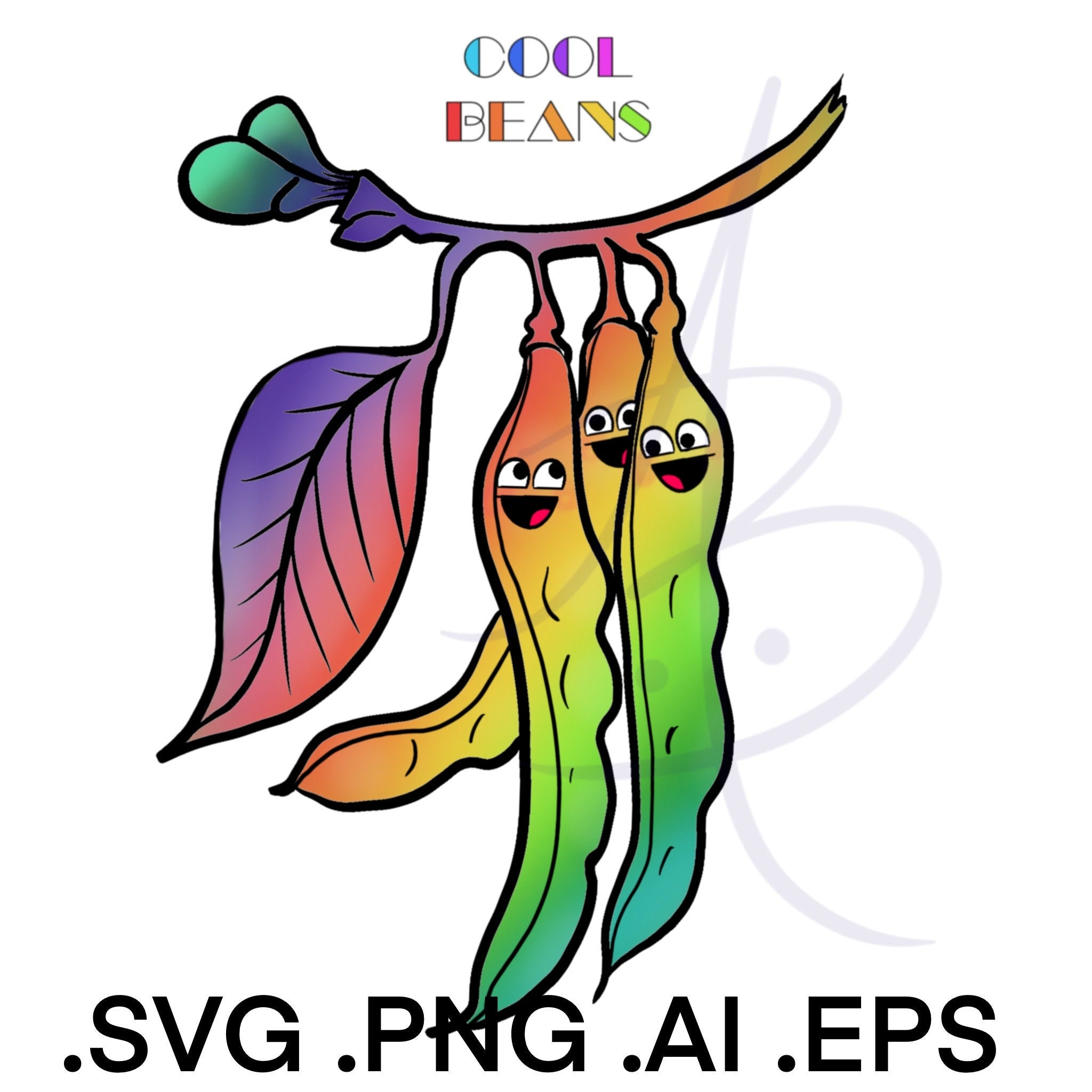Cool Beans, Veggie, Green Beans - Svg, Png, Ai, Eps, Instant DIGITAL ...