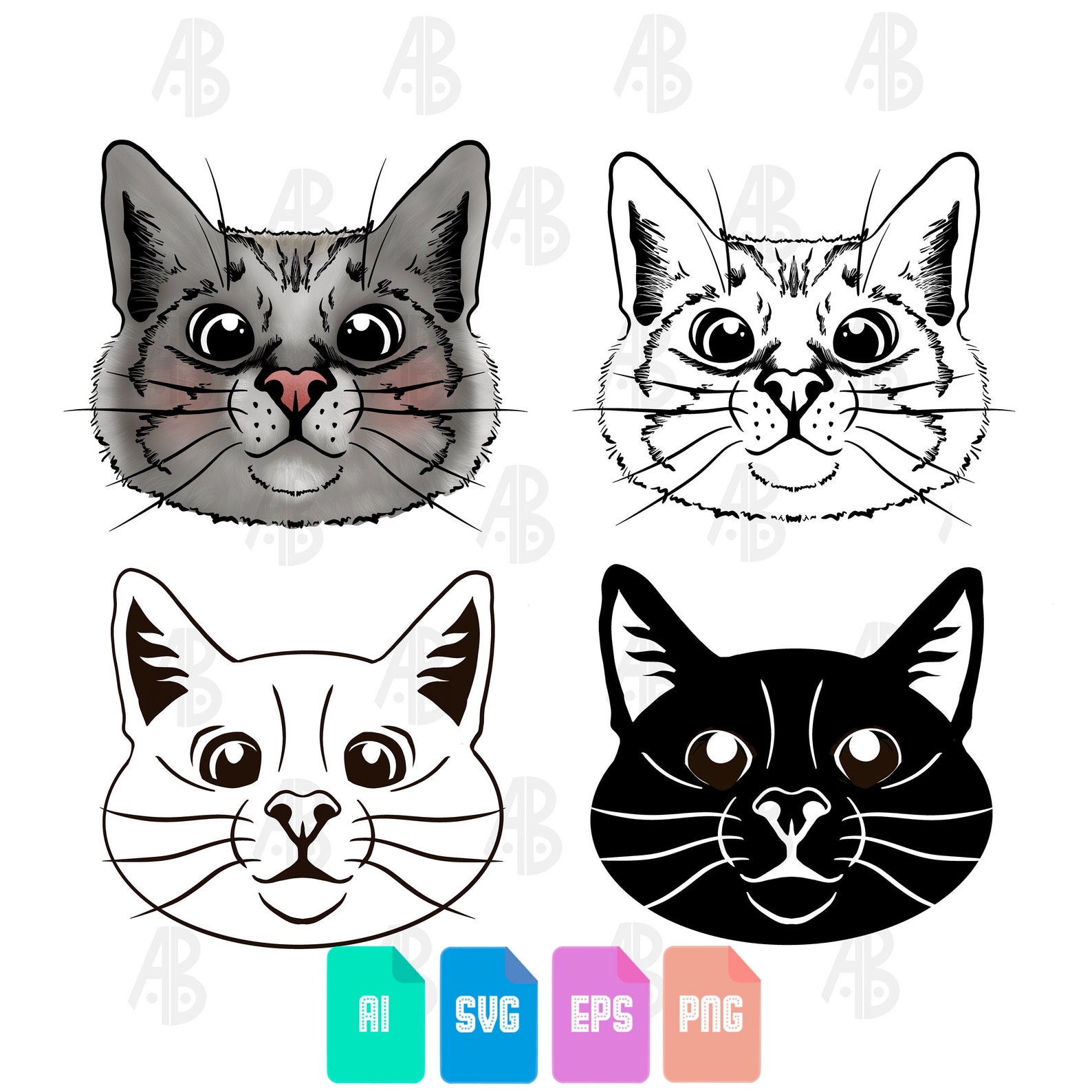 Kitty, Cat, Feline - Svg, Png, Ai, Eps, Instant DIGITAL Download for ...