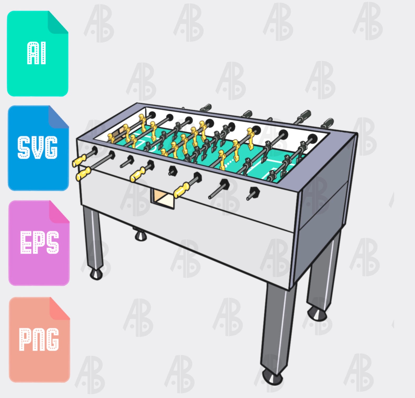 Foosball, Table Soccer, Foos - Svg, Png, Ai, Eps, Instant DIGITAL ...