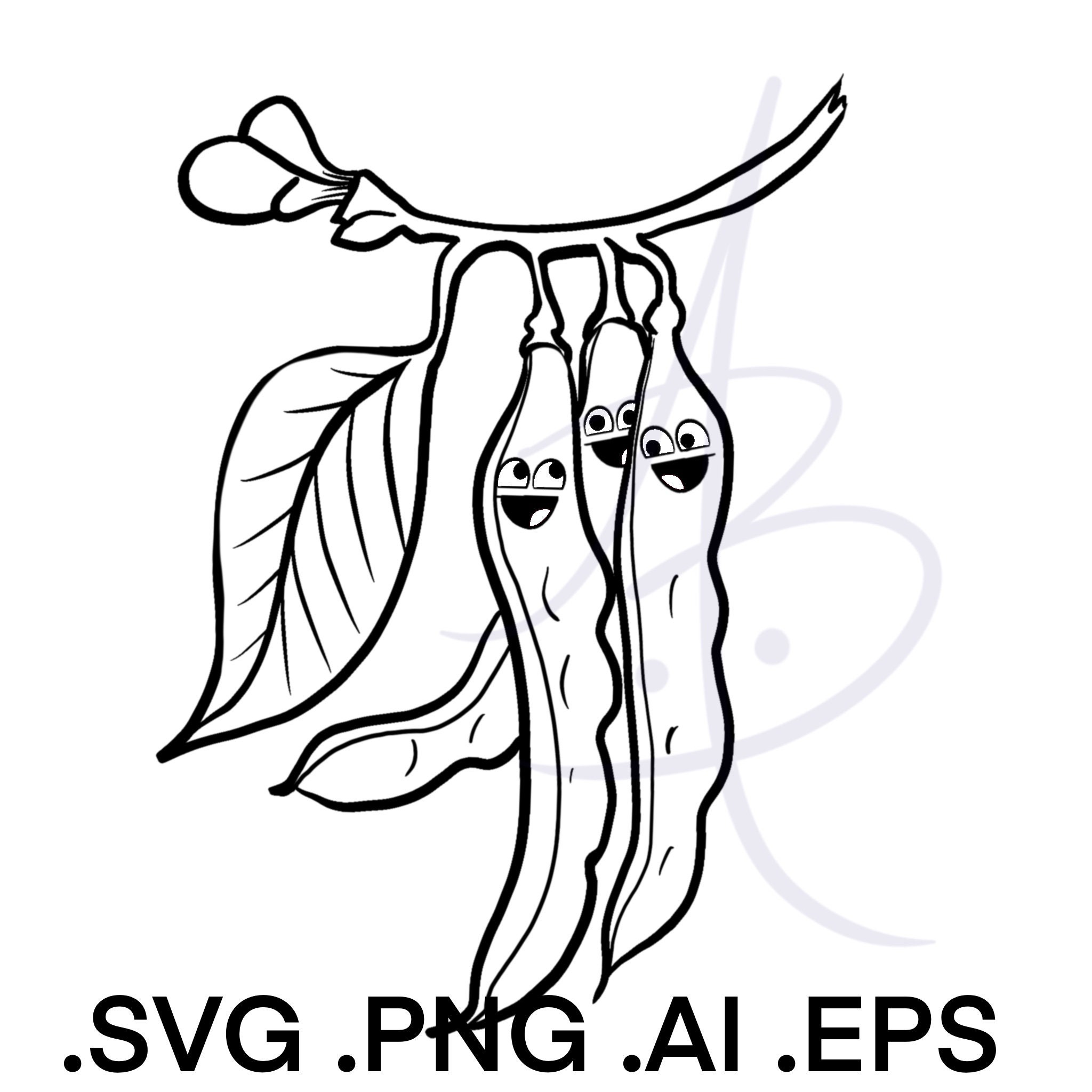 Cool Beans, Veggie, Green Beans - Svg, Png, Ai, Eps, Instant DIGITAL ...