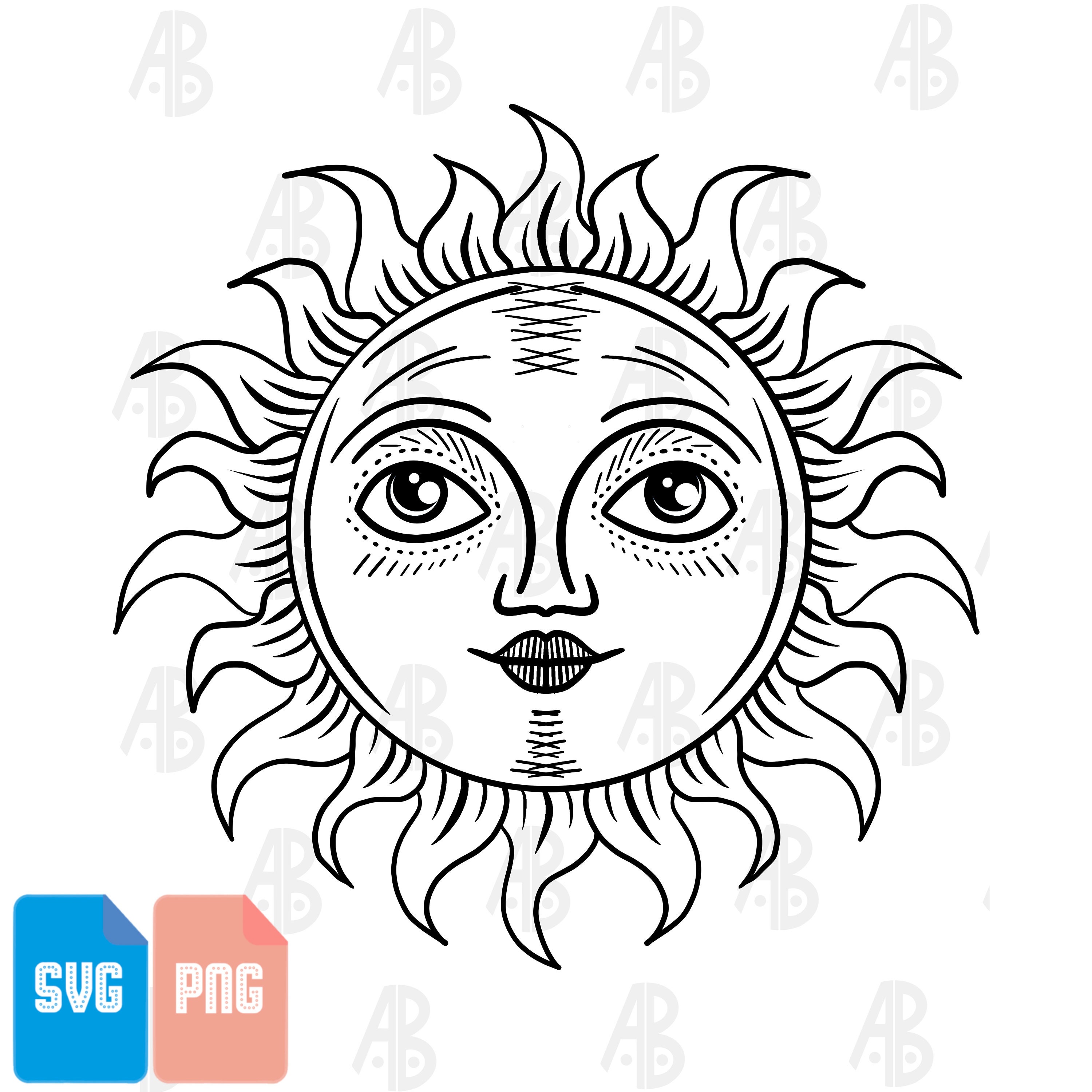 Sun Face - DIGITAL Download PNG SVG - Etsy