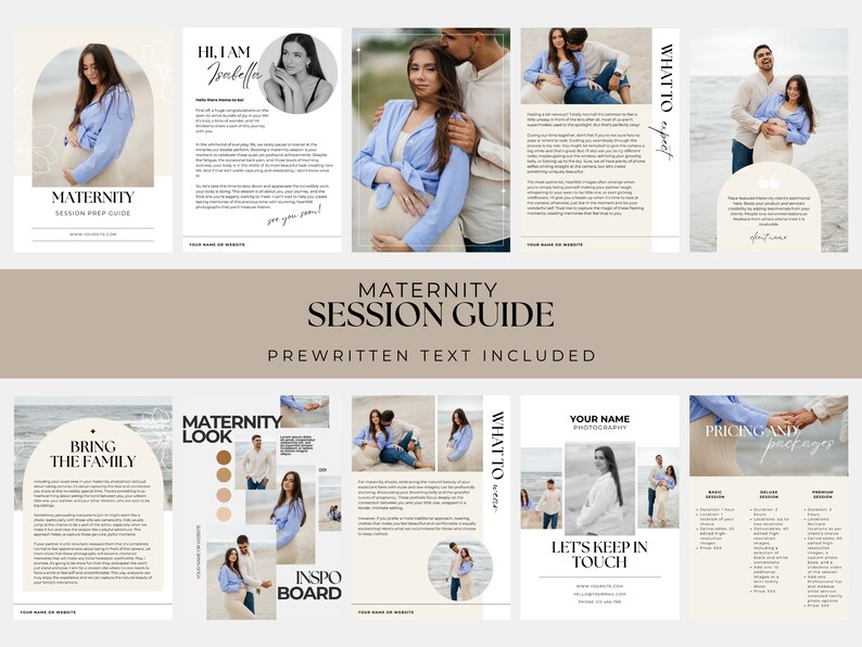 Photography Maternity Session Preparation Template Guide Canva Photography Price Template ...