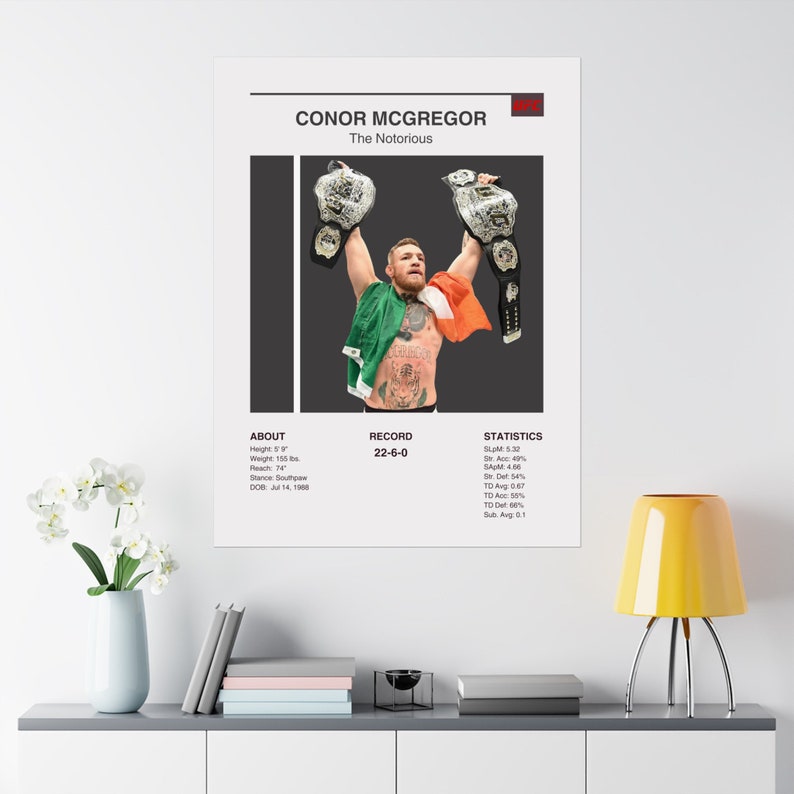 Conor Mcgregor, Stats, Poster, the Notorious UFC, UFC Poster, Ireland ...
