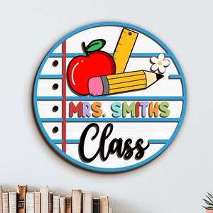 Personalized Teacher Classroom 3D Door Sign, 3D Teacher Door Hanger ...