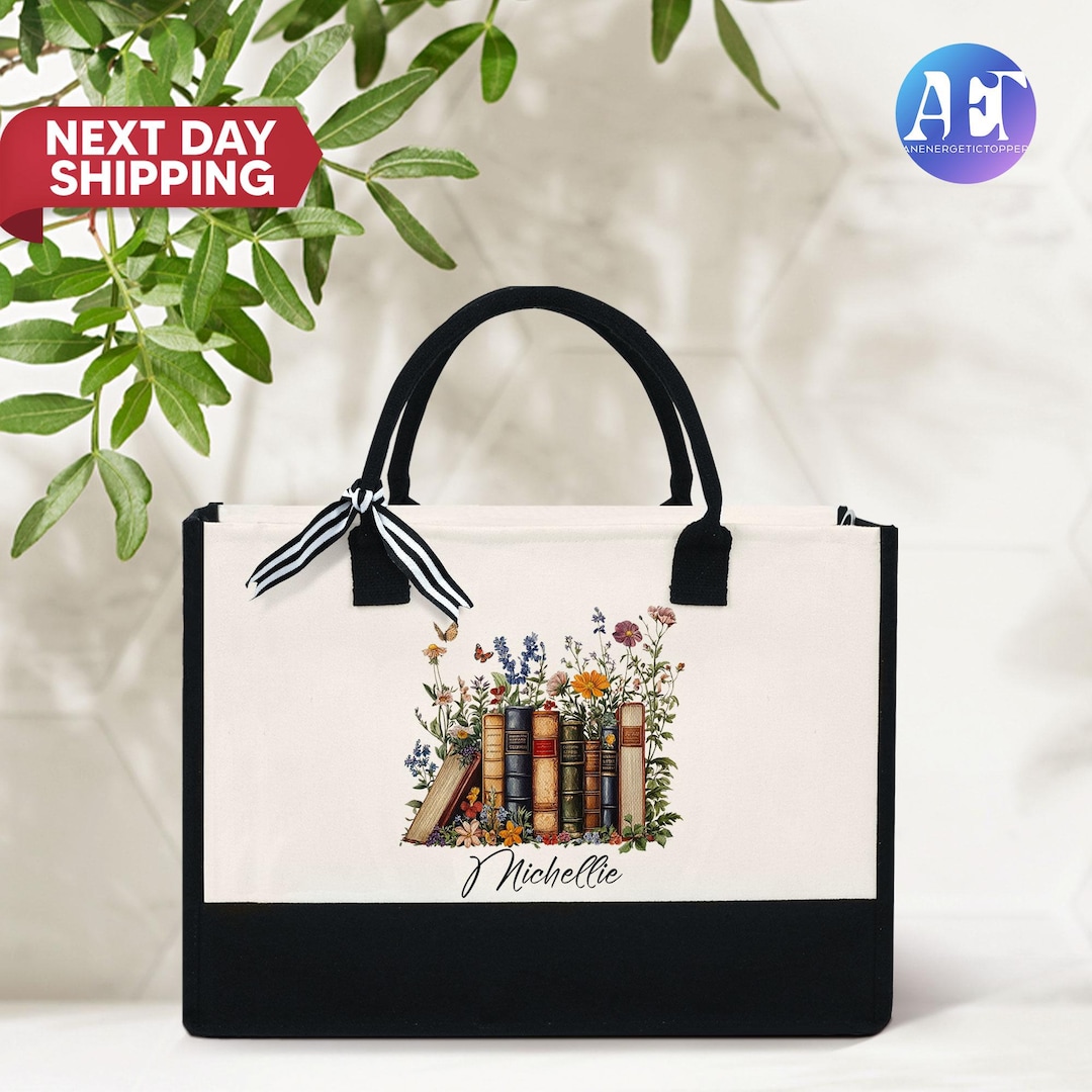 Custom Book Tote Bag, Bookish Personalized Tote Bag,bookish Gift Idea ...