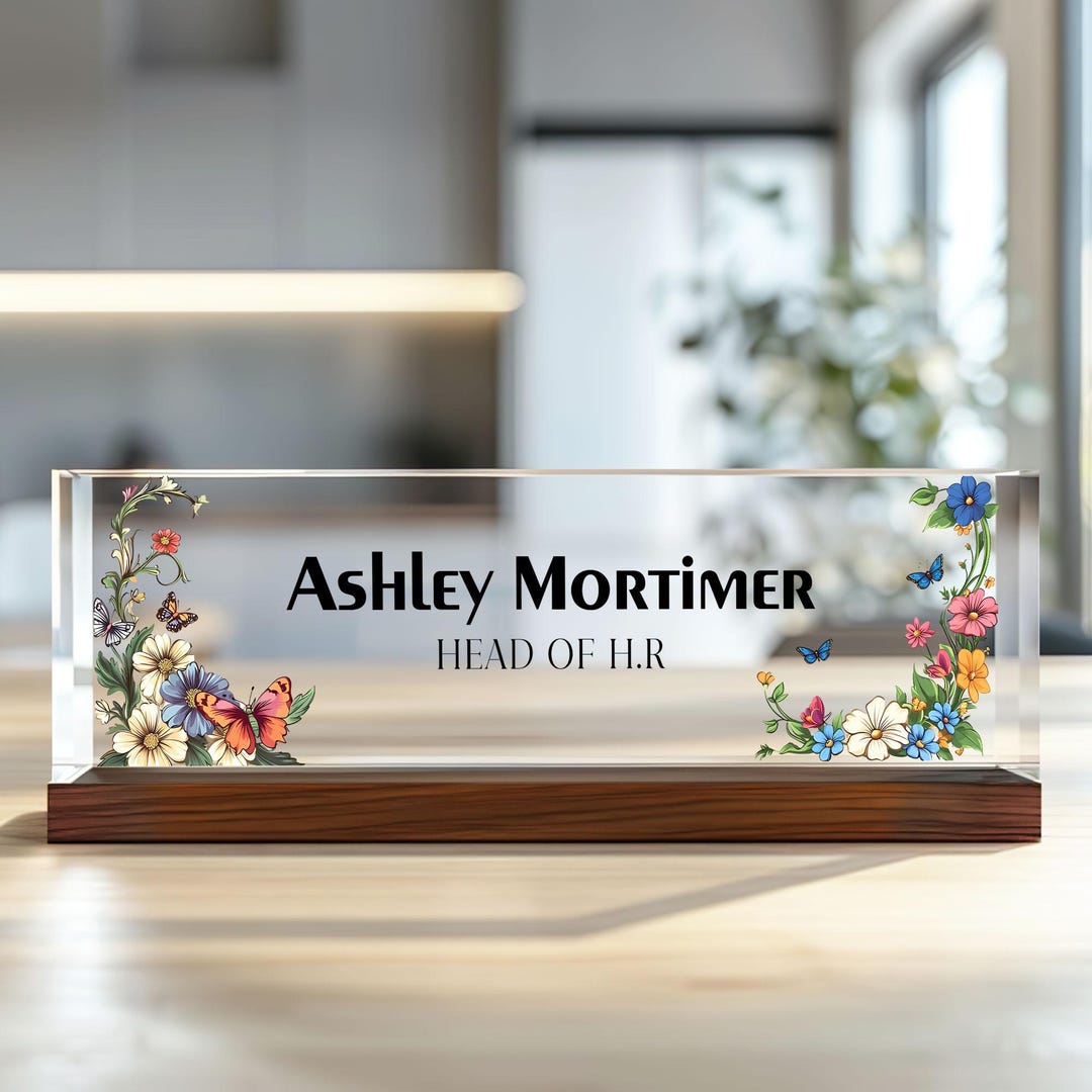 Custom Office Decor, Desk Name Plate Personalized, Flowers Designs ...