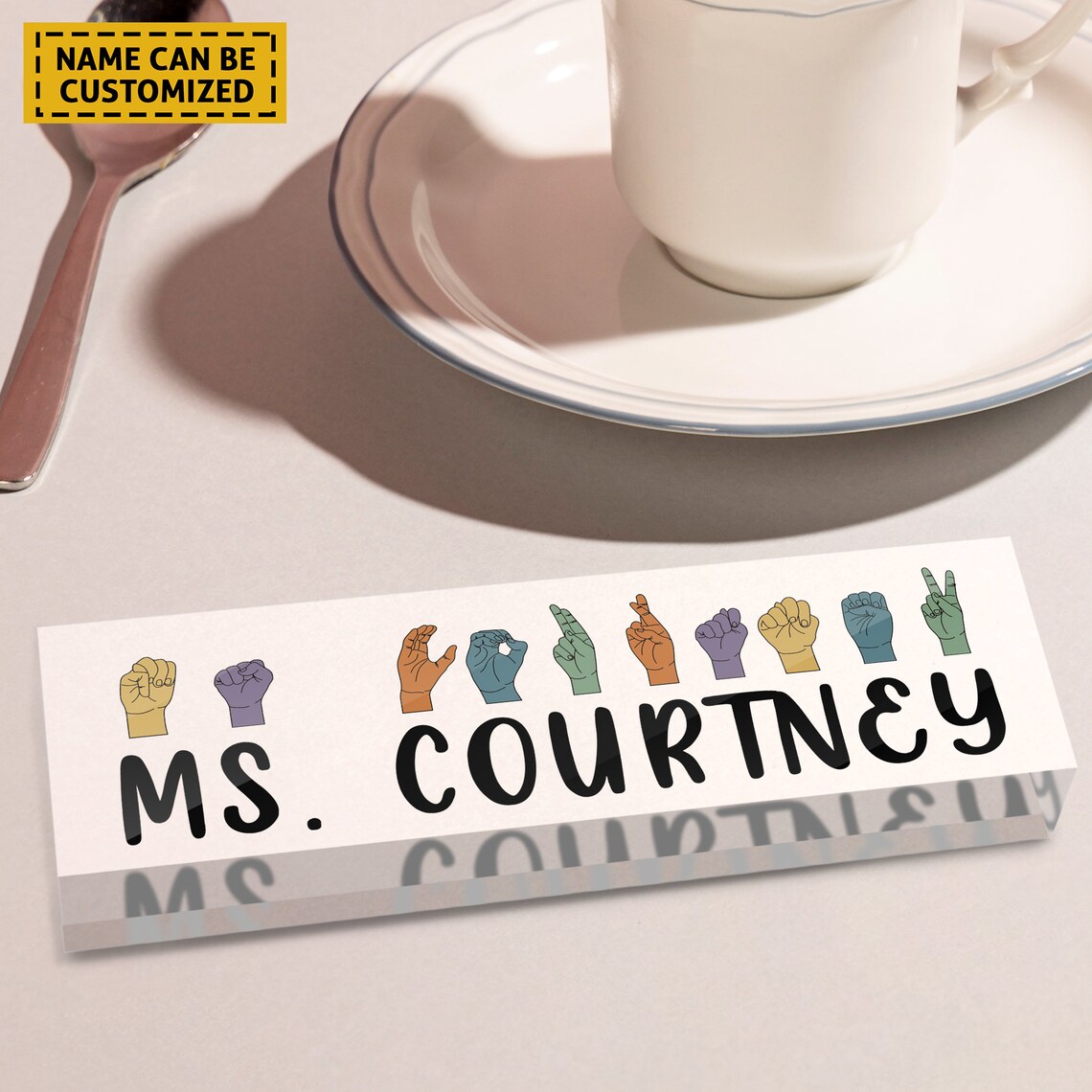 ASL Teacher Gift, Sign Language Gift, Teacher Name Sign, Teacher ...