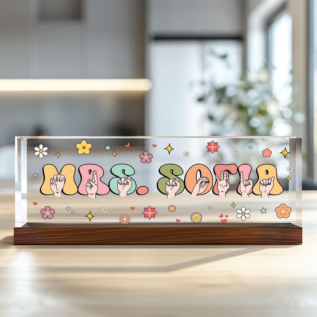 ASL Teacher Gift, Sign Language Gift, Teacher Name Sign, Teacher ...
