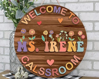 Personalized Teacher Door Hanger, Custom Teacher Name Sign, Back to ...