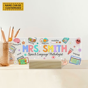 Speech Therapist Desk Name Plate, Speech Language Pathologist Gift ...