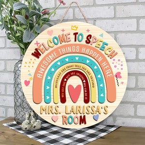 Welcome to Speech Sign 3D Laser Cut, Speech Therapist Door Door Hanger ...