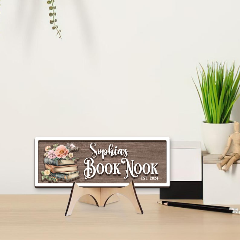 Custom Book Nook Door Sign, Personalized Book Lover Sign, Library Sign ...