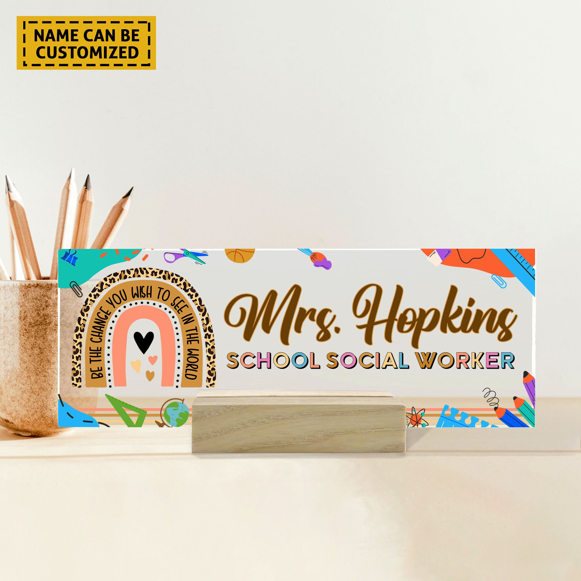 Personalized Teacher Desk Name Plate, Social Worker Name Plate, Back to ...