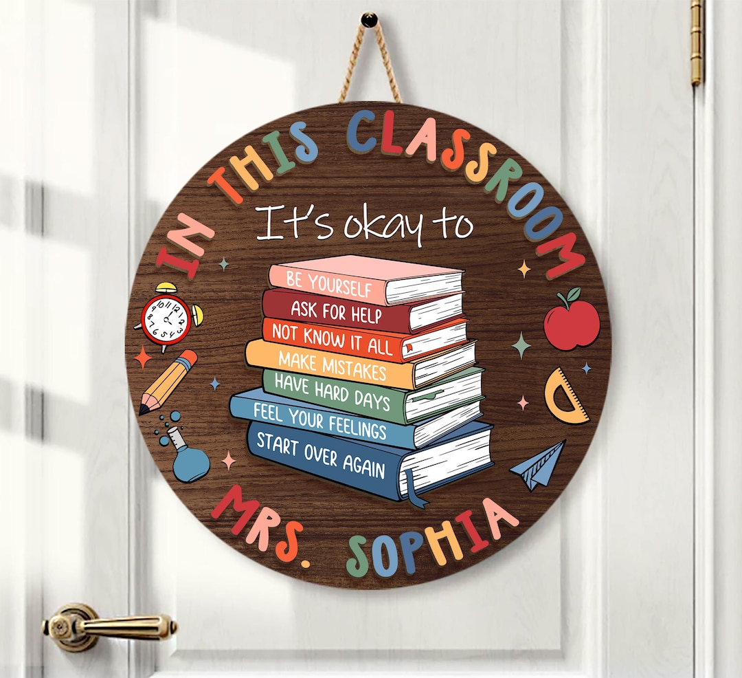 Personalized Teacher 3D Door Sign, in This Classroom You Are Wooden ...