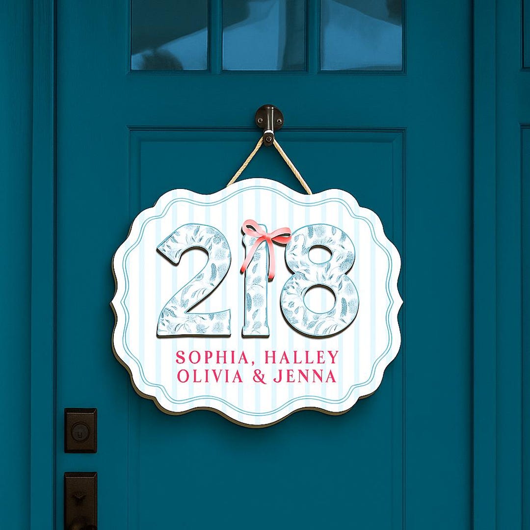 Custom Dorm Door Sign, Personalised Chinoiserie Room Number Plaque ...