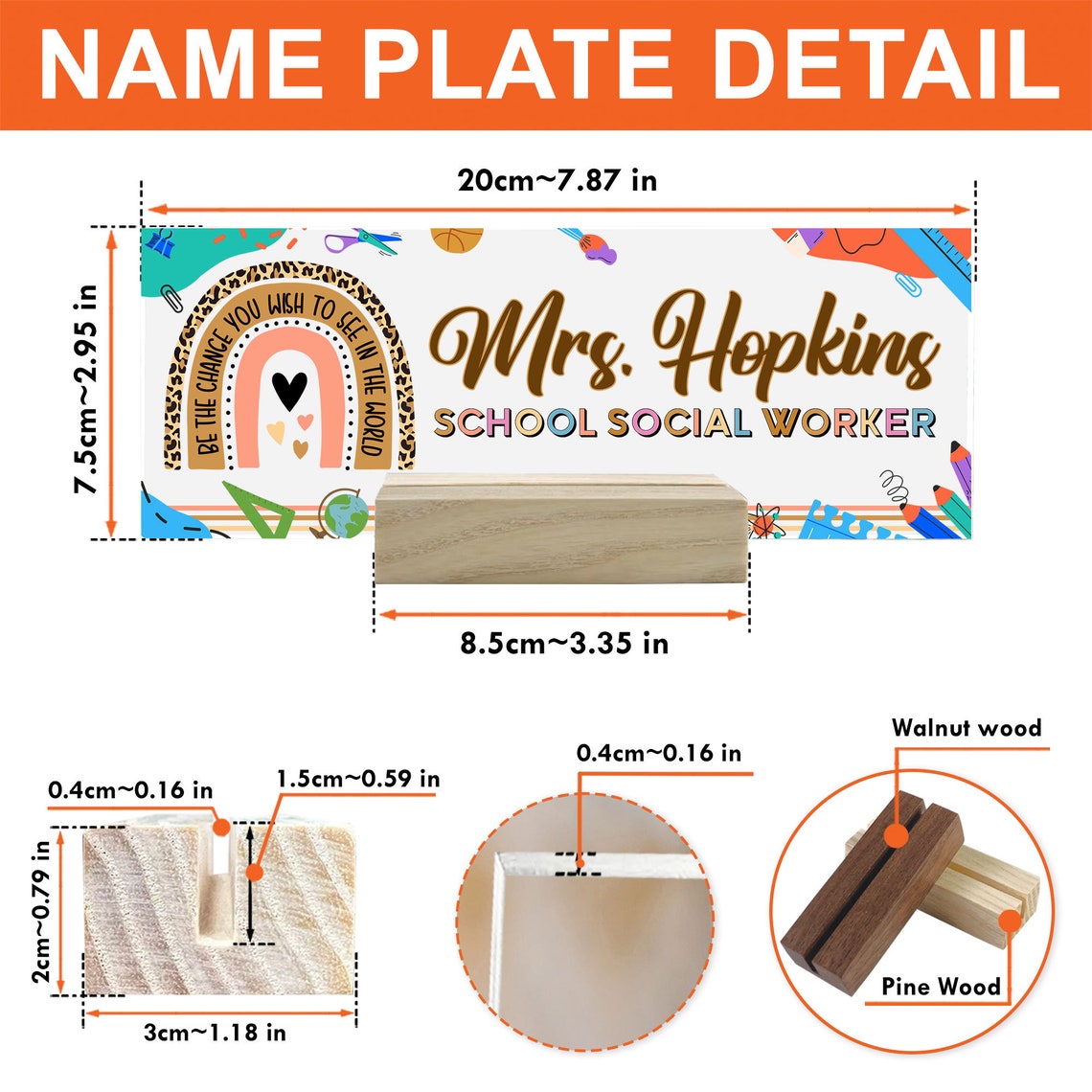 Personalized Teacher Desk Name Plate, Social Worker Name Plate, Back to ...