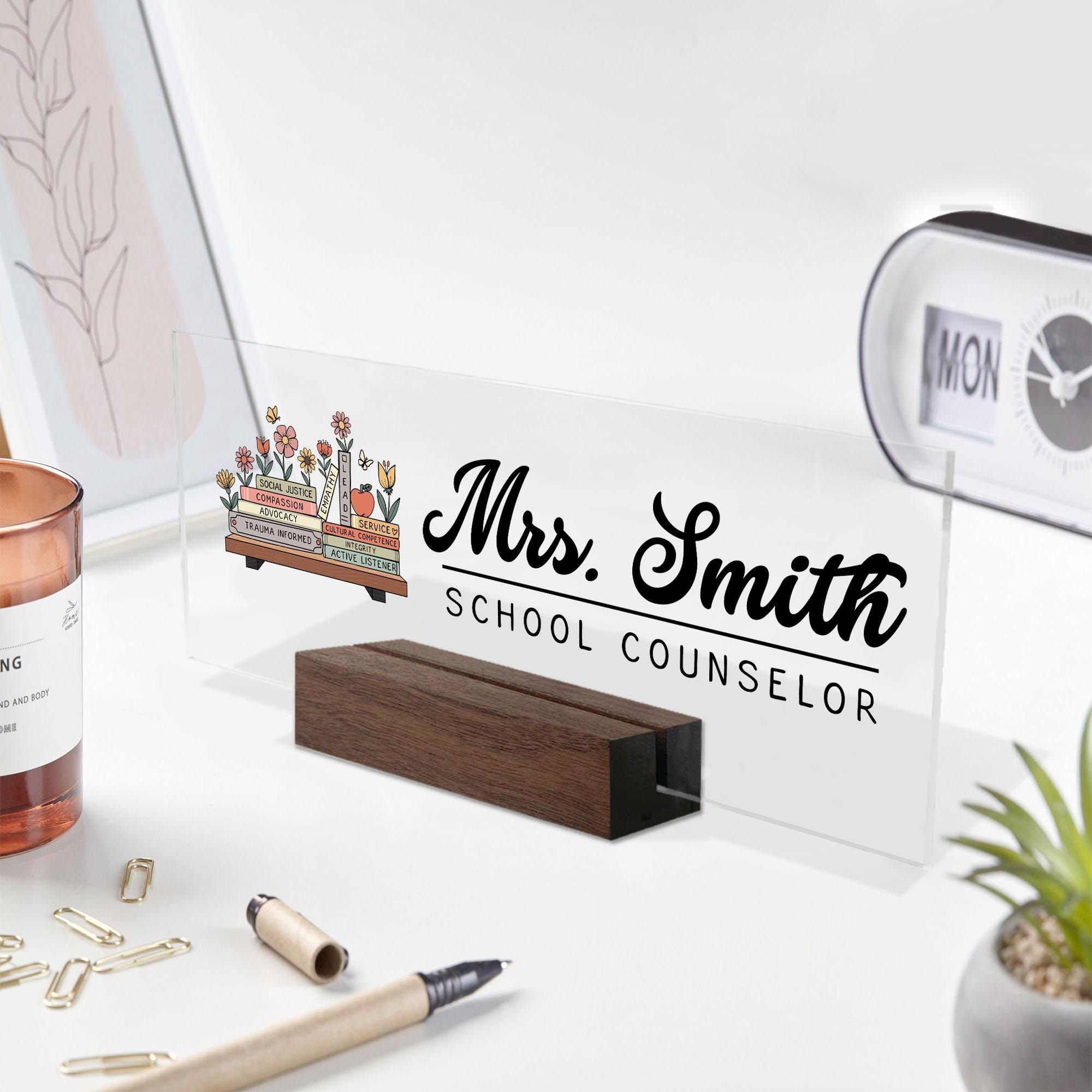 School Counselor Desk Name Plate School Counseling Gifts Mental Health ...