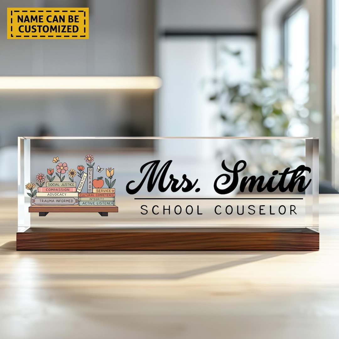 School Counselor Desk Name Plate School Counseling Gifts Mental Health ...
