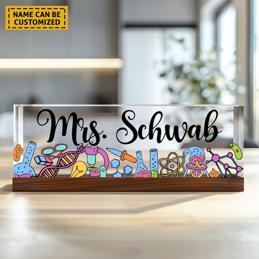 Science Lab Teacher Sign, Personalized Teacher Desk Name Plate ...
