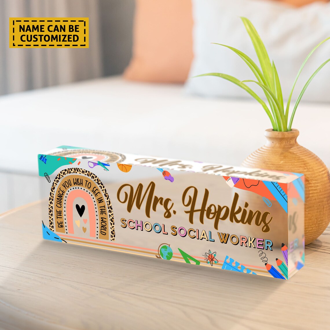 Personalized Teacher Desk Name Plate, Social Worker Name Plate, Back to ...