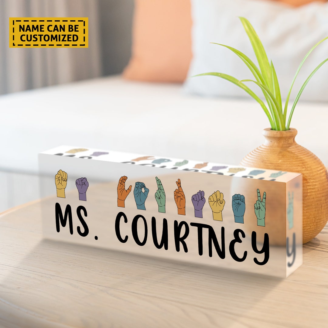 ASL Teacher Gift, Sign Language Gift, Teacher Name Sign, Teacher ...