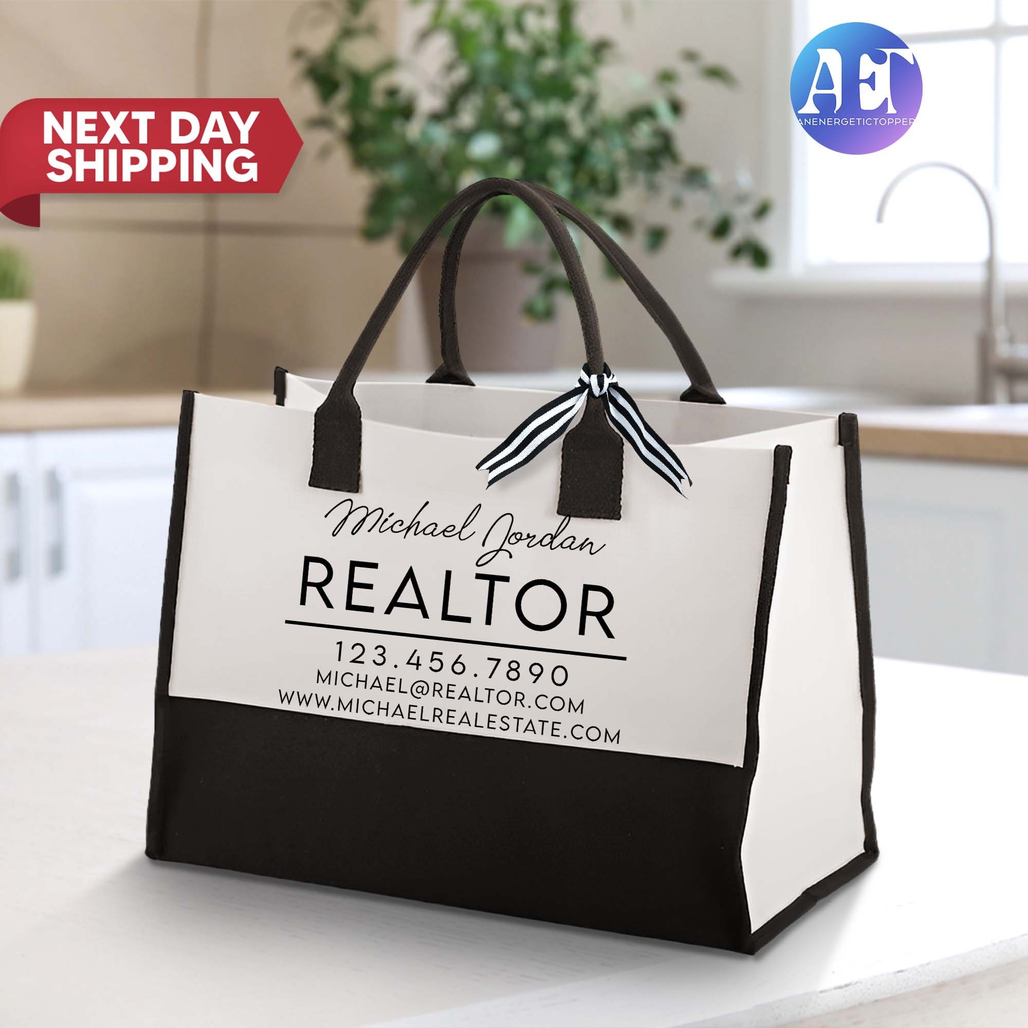 Personalized Business Tote Bag, Realtor Tote Bag, Custom Real Estate ...