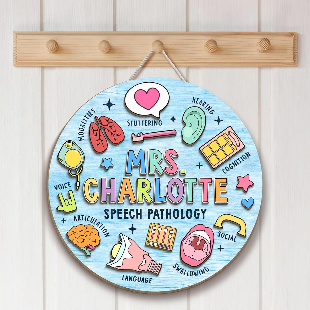 Speech Pathologist Door Sign, Custom SLP Teacher Name 3D Sign, Speech ...