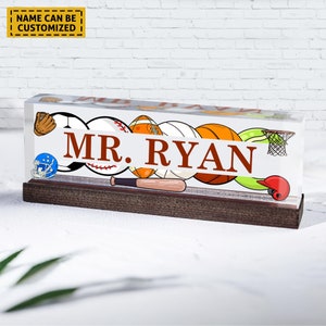 Personalized PE Teacher Desk Name Plate: Sports Coach Gift - Etsy