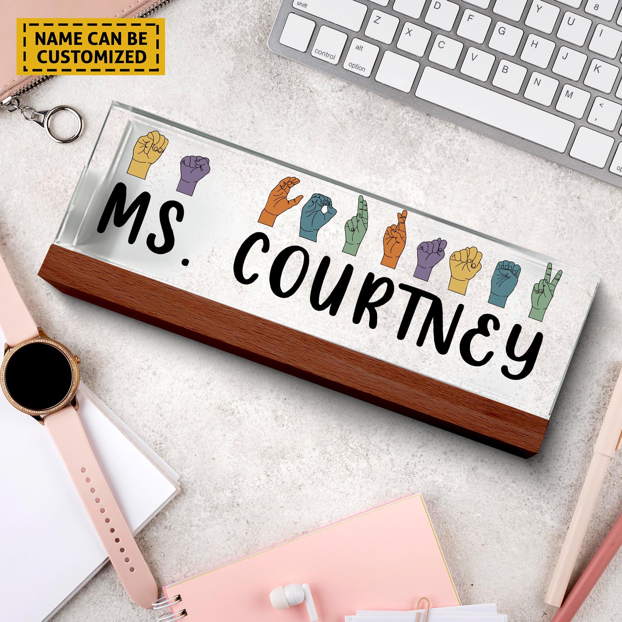 ASL Teacher Gift, Sign Language Gift, Teacher Name Sign, Teacher ...